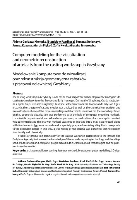 Pdf Computer Modeling For The Visualization And Geometric Reconstruction Of Artefacts From The