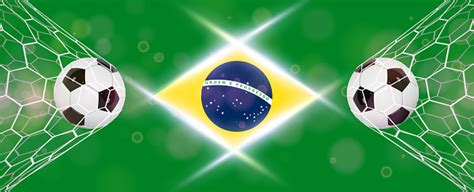 축구 또는 축구 넓은 배너 파란색 배경과 브라질의 국기에 3d 공 텍스트에 대 한 현실적인 공 그물에와 장소 목표 순간을 일치 하는 축구 게임 가죽에 대한 스톡 벡터 아트