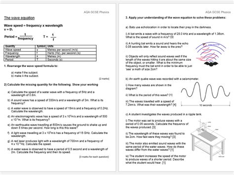 AQA GCSE Physics The Wave Equation Teaching Resources