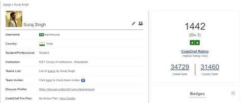 Achieved 2 Star Coder On Codechef Suraj Singh Posted On The Topic