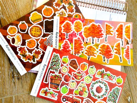 Fall Autumn Planner Stickers Pumpkin Paperclip Forest Notepad Leaves T Planner Envy
