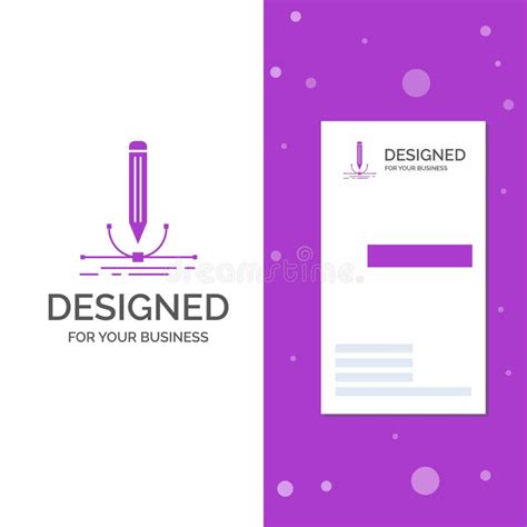 Business Logo For Illustration Design Pen Graphic Draw Vertical Purple Business Visiting