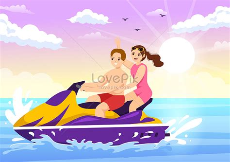 사람들이 타고 제트 스키 그림 일러스트 무료 다운로드 Lovepik