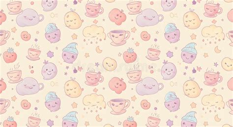 Colorful Pastel Pattern Featuring Cute Characters And Whimsical Objects