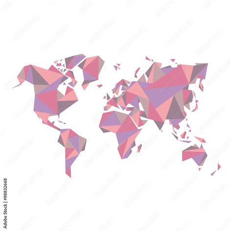 Abstract World Map Vector Illustration Geometric Structure In Pastel Color For Presentation