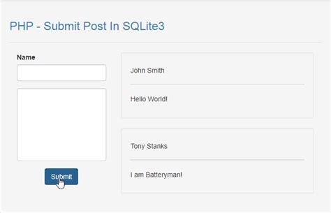 submit post in sqlite3 using php campcodes