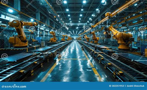 Production Line Of The Factory For The Production Of Robots And