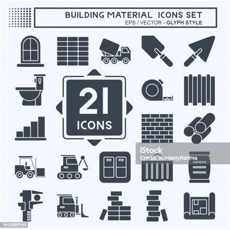 아이콘 세트 건축 자재입니다 교육 기호와 관련이 있습니다 글리프 스타일 심플한 디자인 편집 가능 간단한 그림 가정 난방에 대한 스톡 벡터 아트 및 기타 이미지 Istock