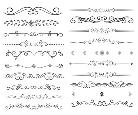 Page Divider And Design Elements Set Of Various Simple Black Divider Design Assorted Divider