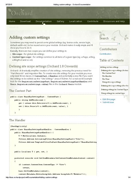 Adding Custom Settings Orchard Documentation Pdf Scope Computer