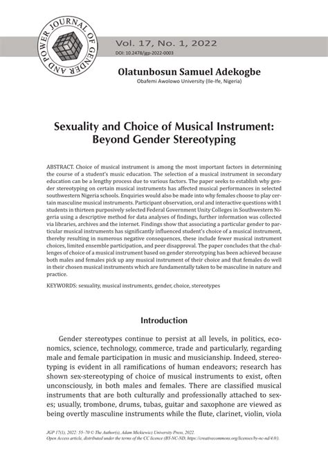 PDF Sexuality And Choice Of Musical Instrument Beyond Gender Stereotyping