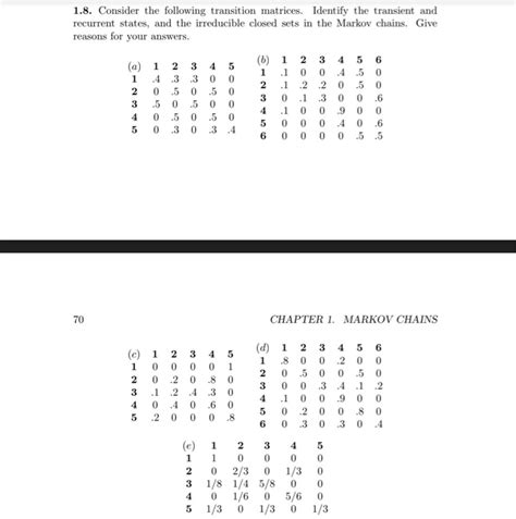 Solved Consider The Following Transition Matrices Chegg