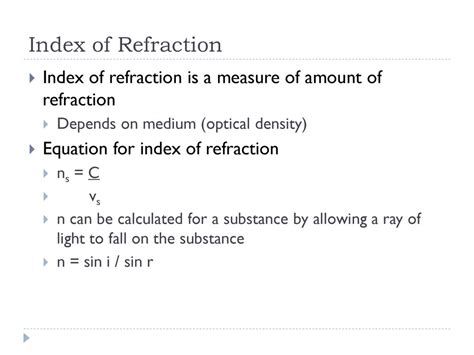 Index Of Refraction And Speed Of Light Ppt Download