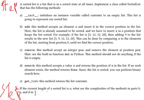 Solved A Sorted List Is A List That Is In A Sorted State At