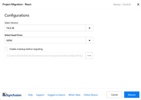 Upgrade Project In React Visual Studio Integration Component Syncfusion