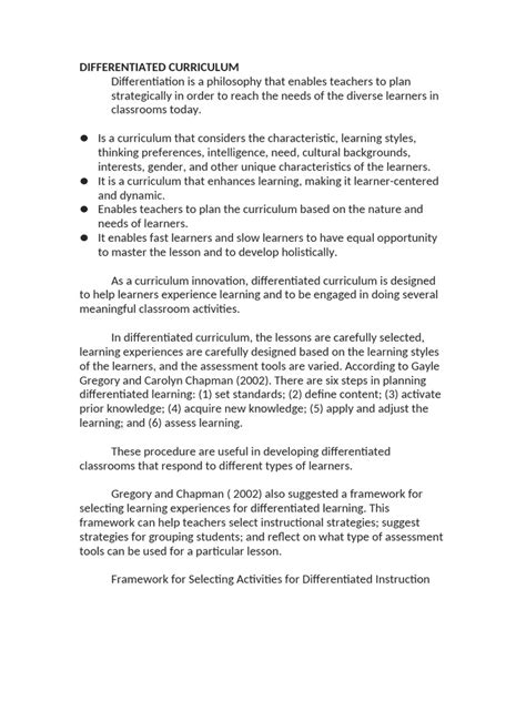 Differentiated Curriculum Pdf Differentiated Instruction Learning