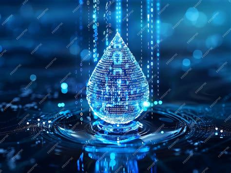 Premium Photo Digital Water Drop Illustration With Binary Code