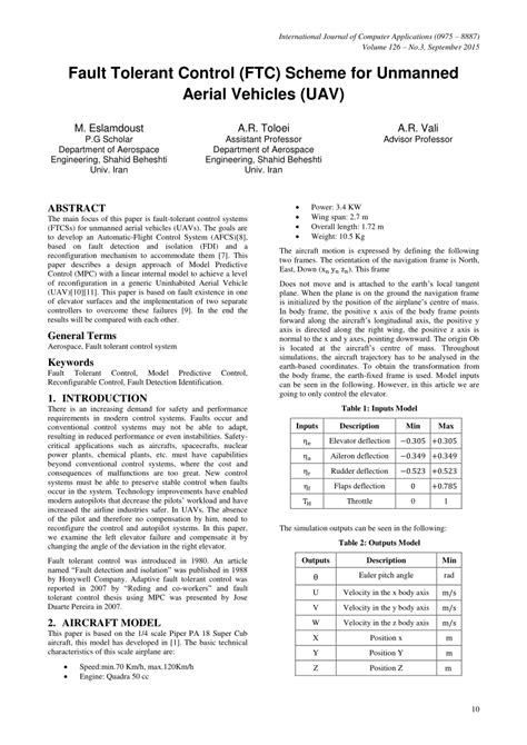 PDF Fault Tolerant Control FTC Scheme For Unmanned Aerial Vehicles UAV