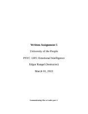 PSYC Written Assignment Unit Docx Written Assignment University Of The People PSYC