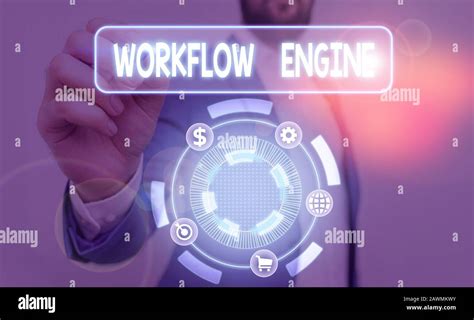 Text Sign Showing Workflow Engine Business Photo Text Software Application That Analysisages