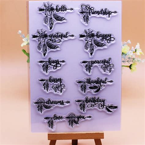깃털 텍스트 재료 Diy 클리어 스탬프 투명 실리콘 스탬프 카드 핸드 계정 고무 스탬프스탬프 Aliexpress