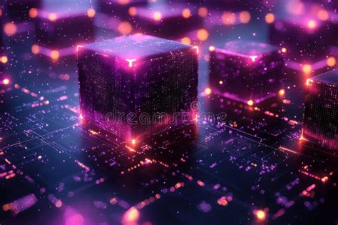Glowing Digital Blocks Showcasing Futuristic Concepts Of Data And Technology Stock Image Image