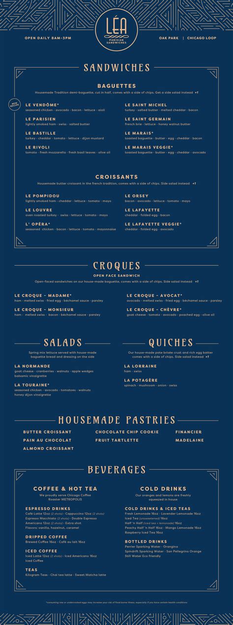 French Cafe Menu