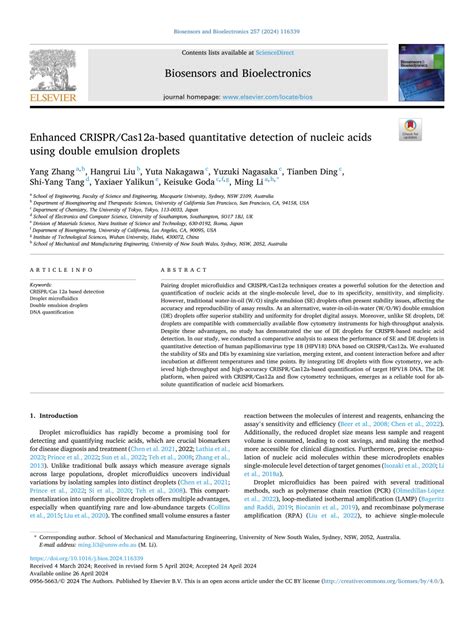 Pdf Enhanced Crispr Cas12a Based Quantitative Detection Of Nucleic Acids Using Double Emulsion