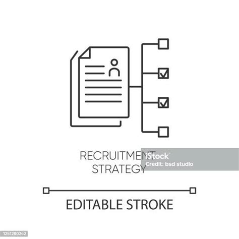 모집 전략 픽셀 완벽한 선형 아이콘 얇은 선 사용자 정의 일러스트레이션 취업 프로그램 헤드 헌팅 계획 윤곽 기호 벡터 격리 된