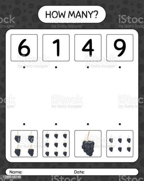 얼마나 많은 포도와 게임을 계산 유치원 아이들을위한 워크 시트 어린이 활동 시트 인쇄 가능한 워크 시트 0명에 대한 스톡 벡터 아트 및 기타 이미지 Istock