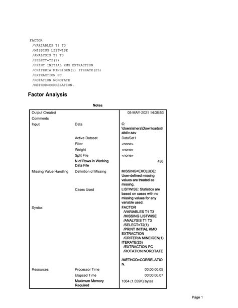 2021 05 06 Paper 5a Principal Component Analysis Spss Output