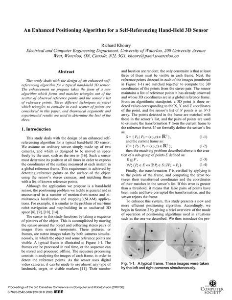 Pdf An Enhanced Positioning Algorithm For A Self Referencing Hand