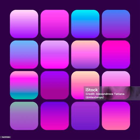 모바일 애플 리 케이 션 아이콘 템플릿이 설정합니다 현대 추상 배경 보라색 색상 그라디언트입니다 최소한의 스타일 플랫 버튼 디자인입니다 모바일 응용 프로그램 로고 및 스마트