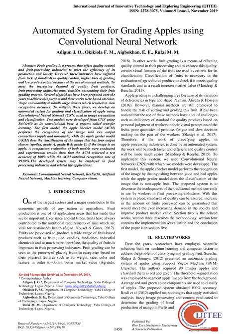 Pdf Automated System For Grading Apples Using Convolutional Neural Network