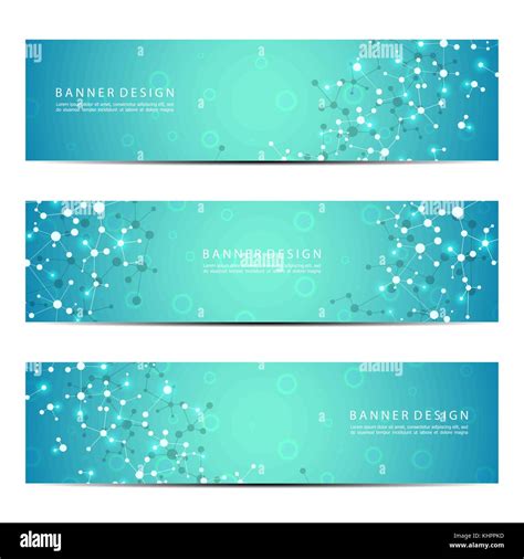 Set Of Abstract Banner Design Dna Molecule Structure Background Geometric Graphics And