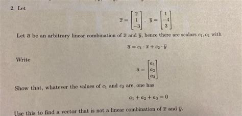 solved 2 let i y 1 l 3 let ā be an arbitrary linear
