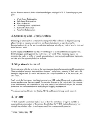 Top Must Know NLP Techniques For Data Scientists DOCX