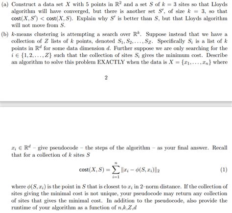 Solved A Construct A Data Set X With 5 Points In R2 And A