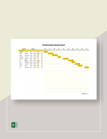 FREE Simple Construction Gantt Chart Excel Template Net