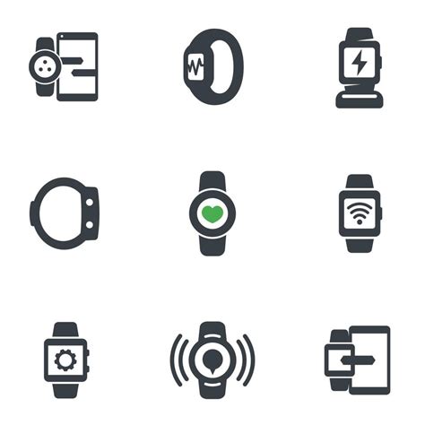 Smart Watch Icons Isolated On White Fitness Tracker Synchronization