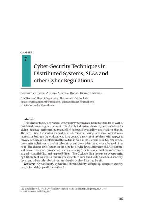 Pdf Cyber‐security Techniques In Distributed Systems Slas And Other