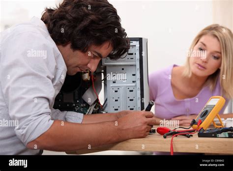 Man Repairing His Computer Stock Photo Alamy
