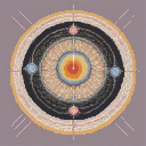 Pixel Art Cross Stitch Circle With Sun Premium Ai Generated Image