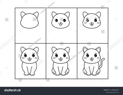 Cat Step By Step Drawing Coloring Stock Vector Royalty Free Shutterstock