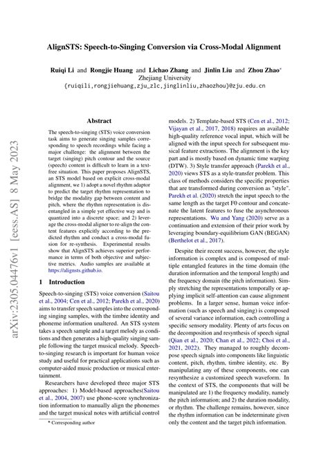 Pdf Alignsts Speech To Singing Conversion Via Cross Modal Alignment