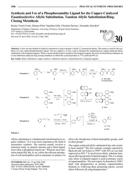 Synthesis And Use Of A Phosphoramidite Ligand Pdf