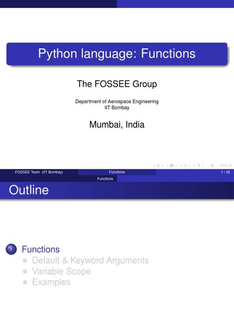 Python Language Functions The Fossee Group Pdf Parameter