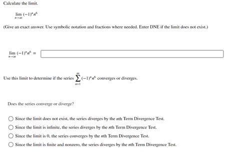 solved calculate the limit n lim n infty