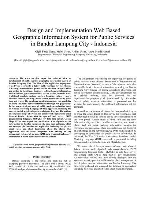 Pdf Design And Implementation Web Based Geographic Information System For Public Services In