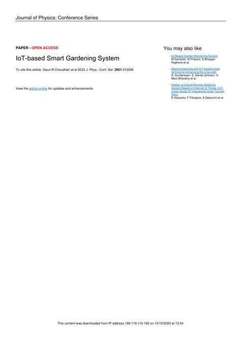 Pdf Iot Based Smart Gardening System